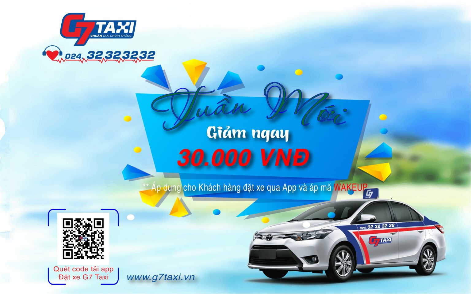 ƯU ĐÃI ĐẦU TUẦN KHI ĐẶT XE G7 TAXI - g7taxi.vn